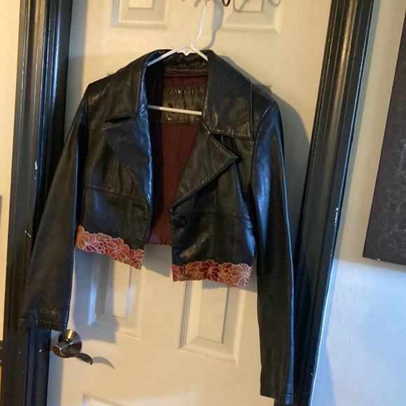 Funky Stuff | Jackets & Coats | Black Leather Jacket With Floral Detail ...
